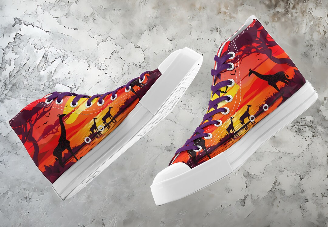 Custom Printed Converse Style Canvas Medium/high Top Trainers Shoes ...