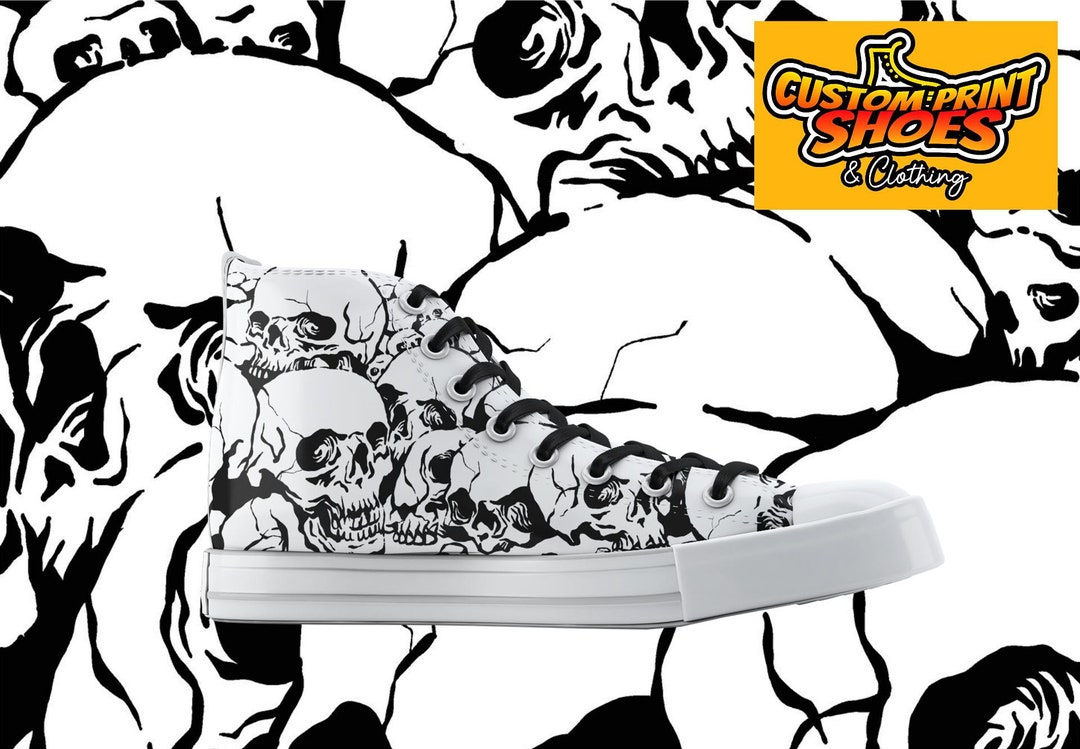 Custom Printed Converse Style Canvas Medium/high Top Trainers Shoes ...