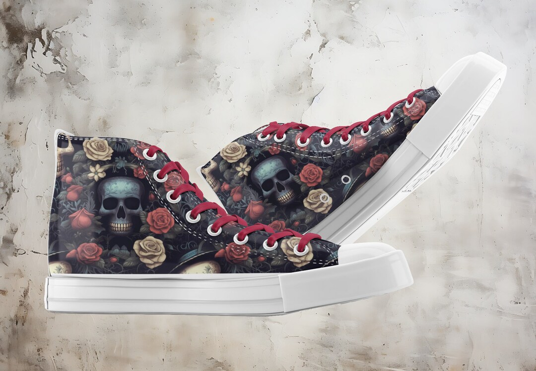 Custom Printed Converse Style Canvas Medium/high Top Trainers Shoes ...