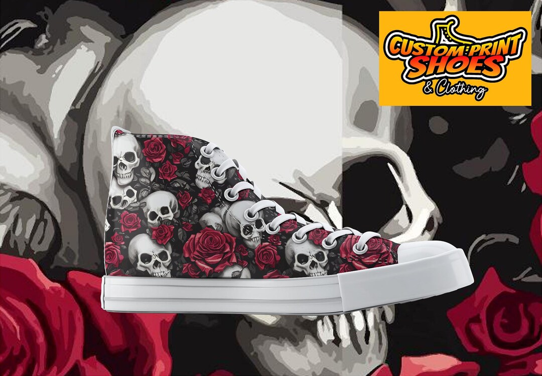 Custom Printed Converse Style Canvas Medium/high Top Trainers Shoes ...