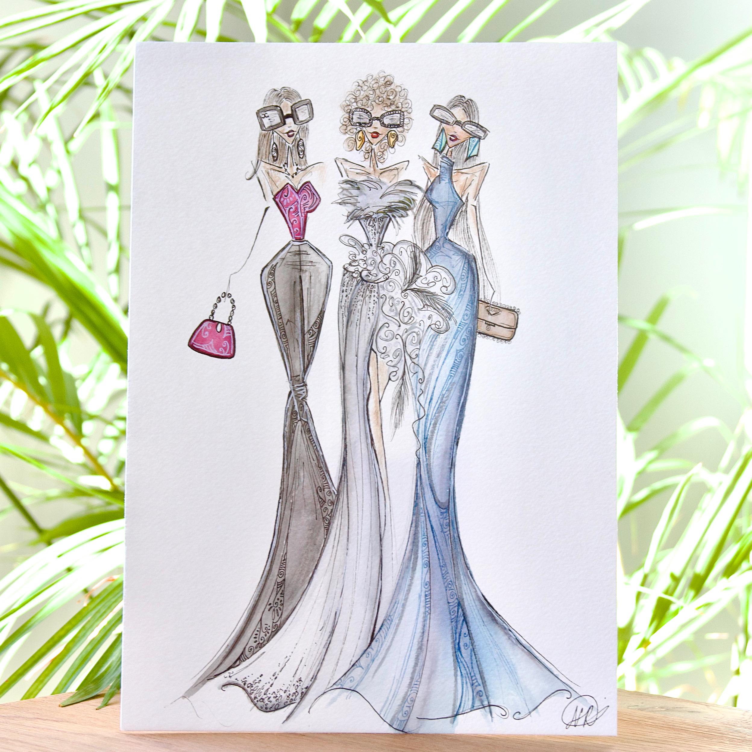 Custom Watercolor Fashion Illustration, Personalized Portrait - Etsy