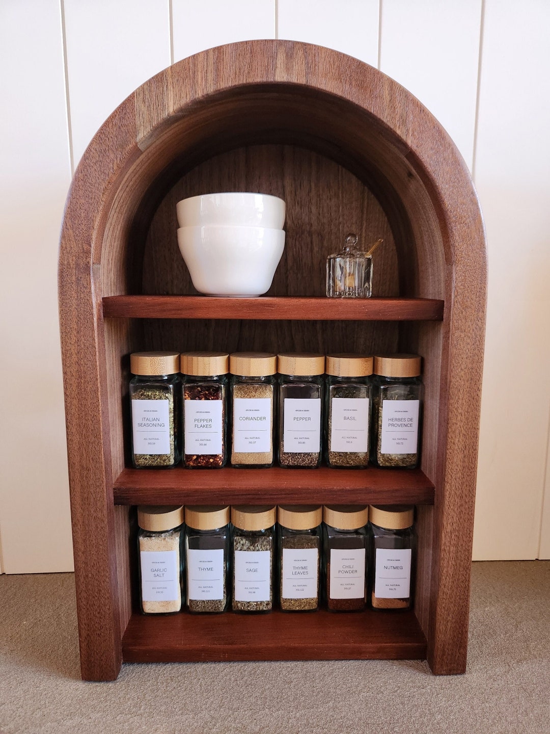 Small Walnut Arched Shelving Unit/cabinet - Etsy
