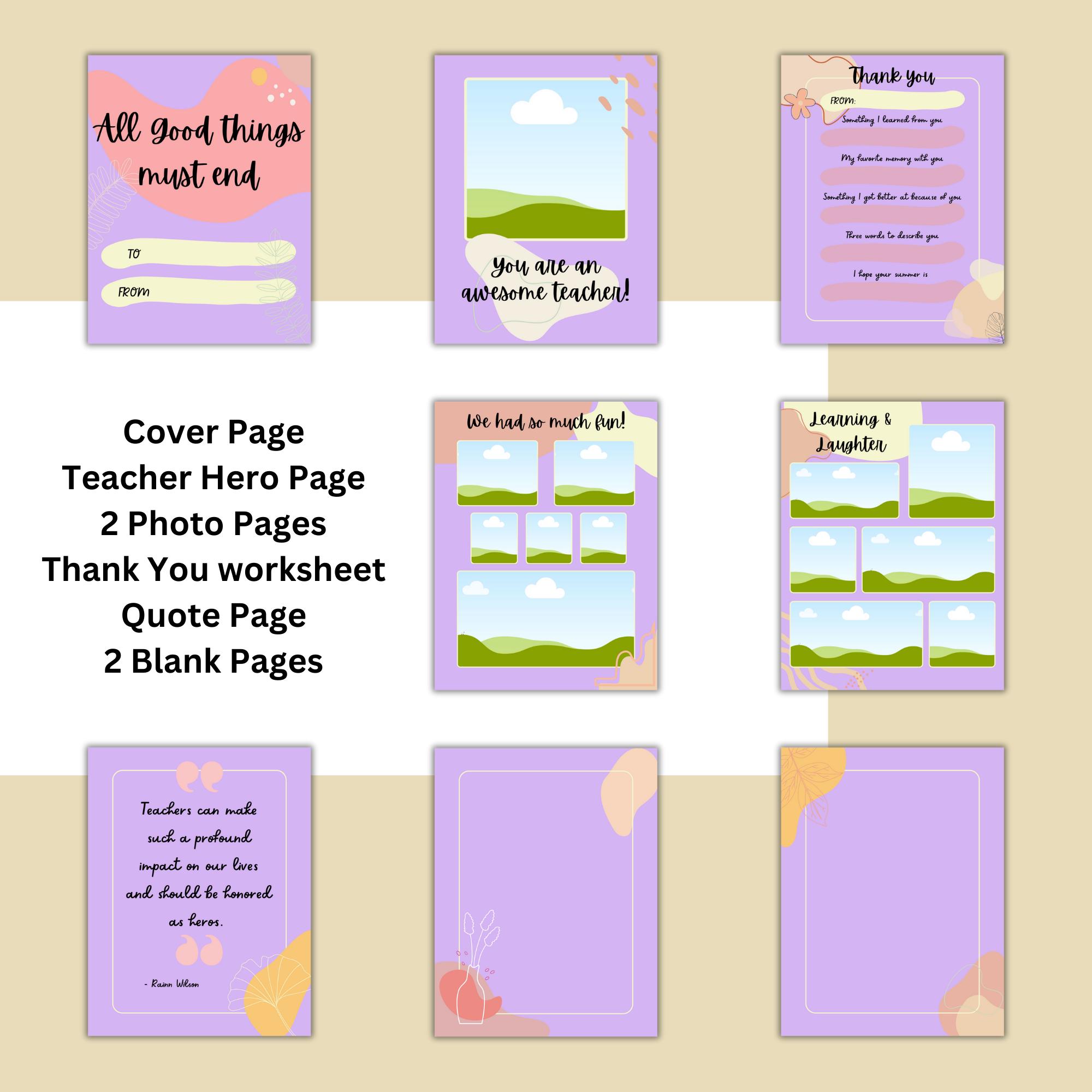 Teacher Appreciation Booklet - Canva Template End-of-year Class Gift ...