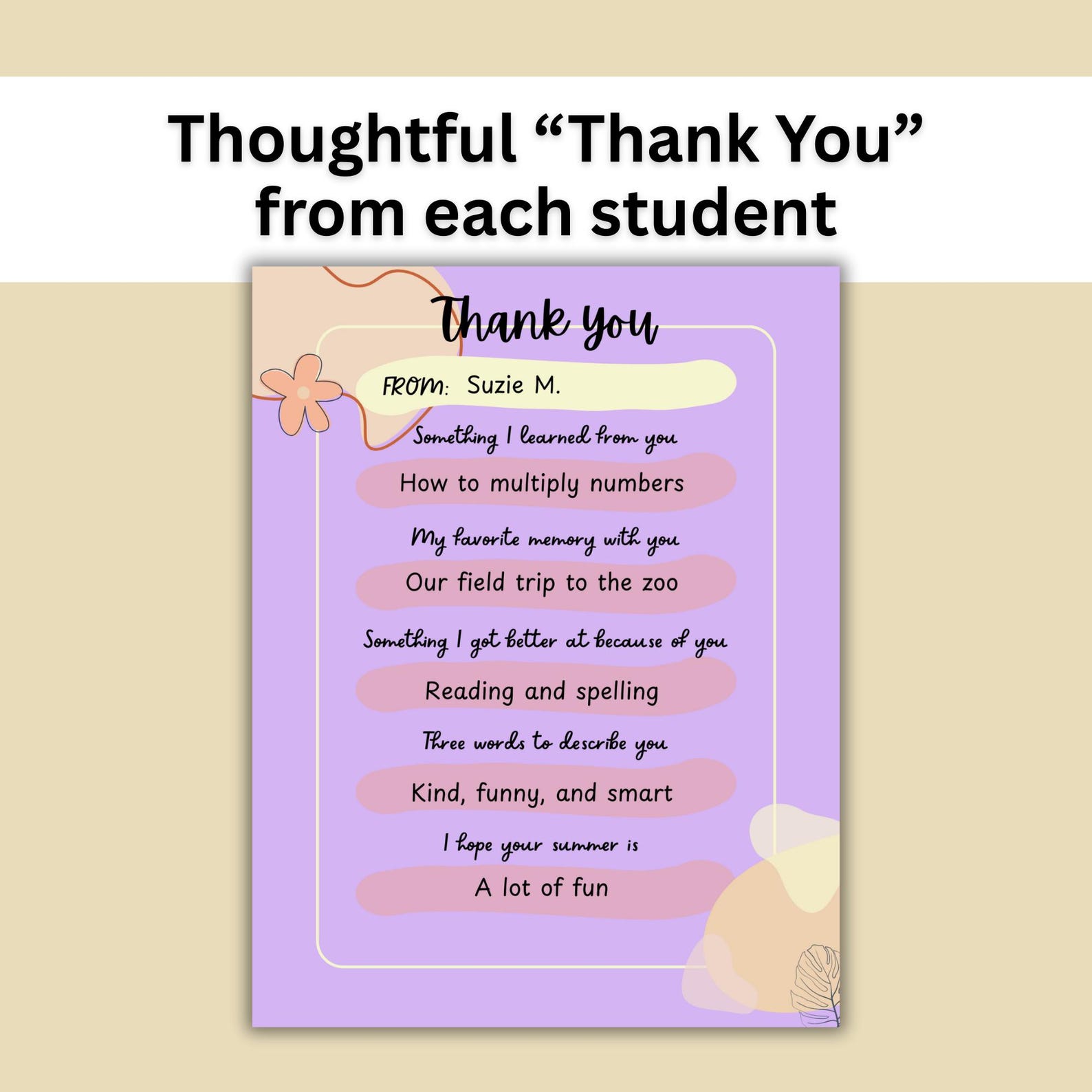 Teacher Appreciation Booklet - Canva Template End-of-year Class Gift ...