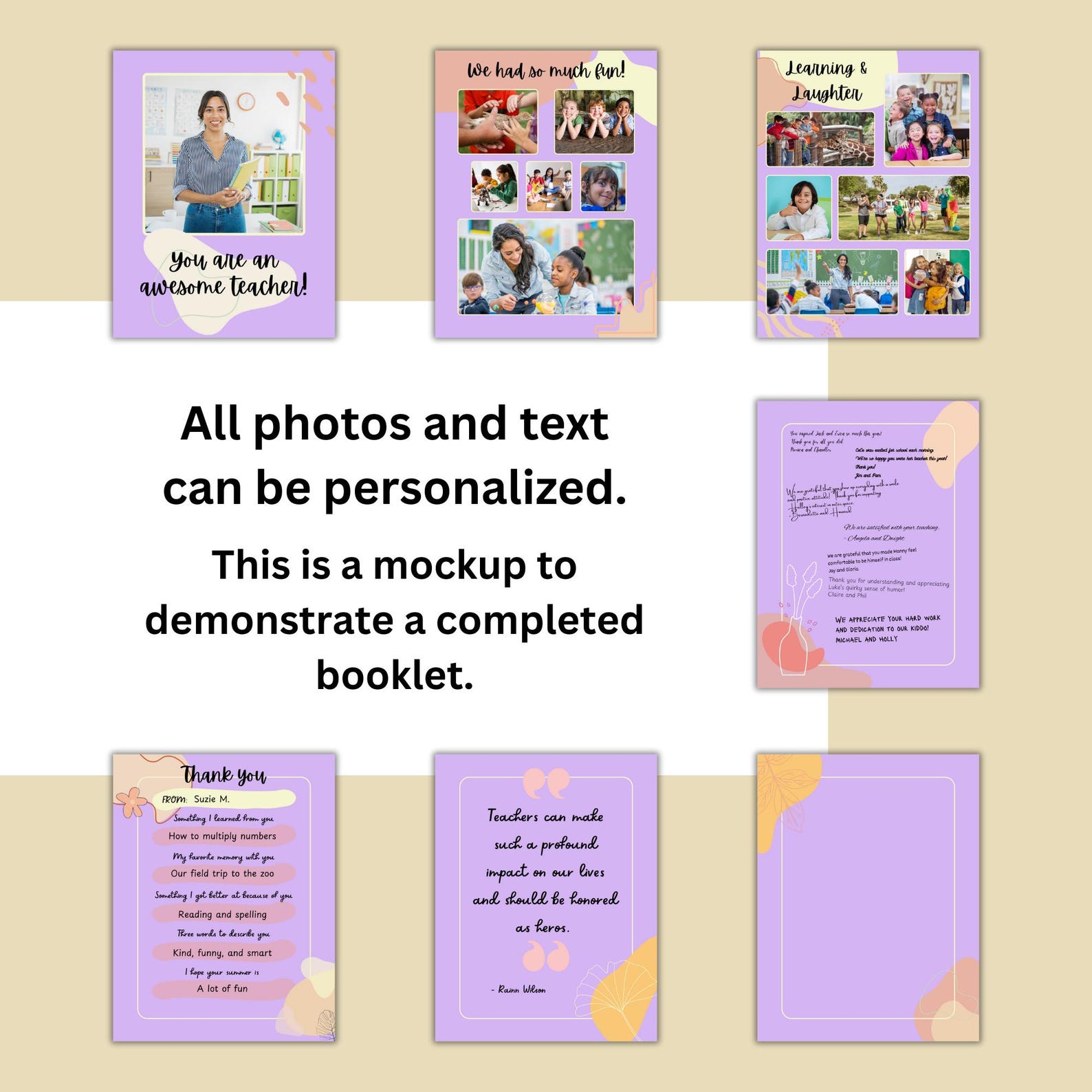 Teacher Appreciation Booklet - Canva Template End-of-year Class Gift ...