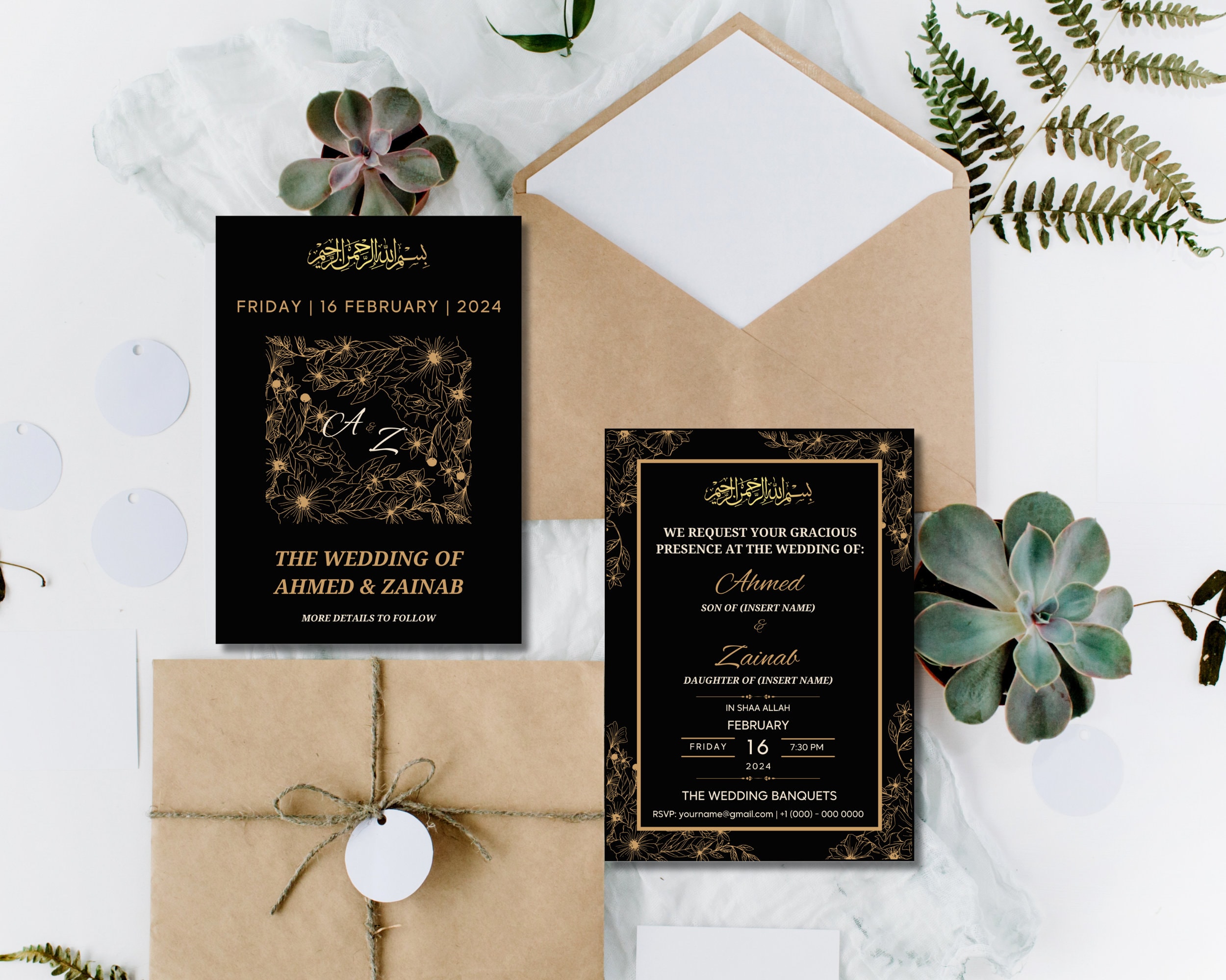 Editable Muslim Wedding Evite Muslim Wedding Invitation Save the Date ...