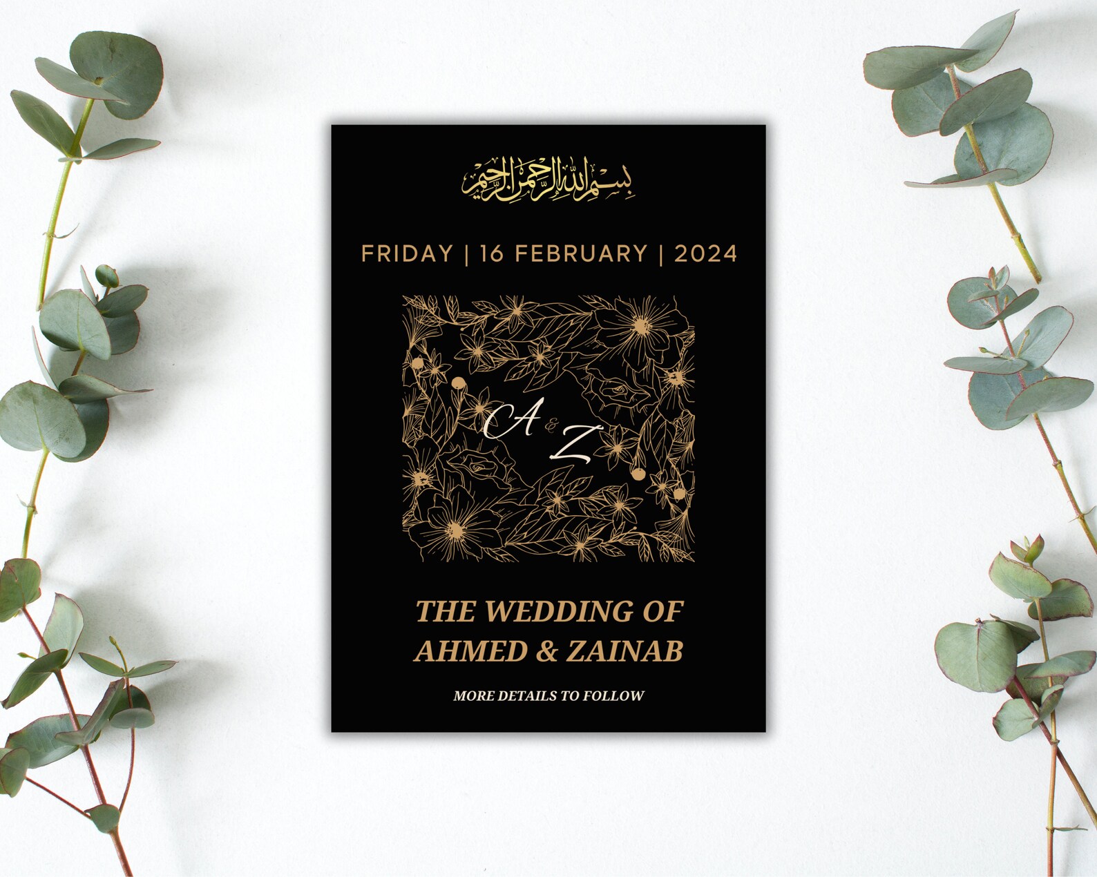 Editable Muslim Wedding Evite Muslim Wedding Invitation Save the Date ...