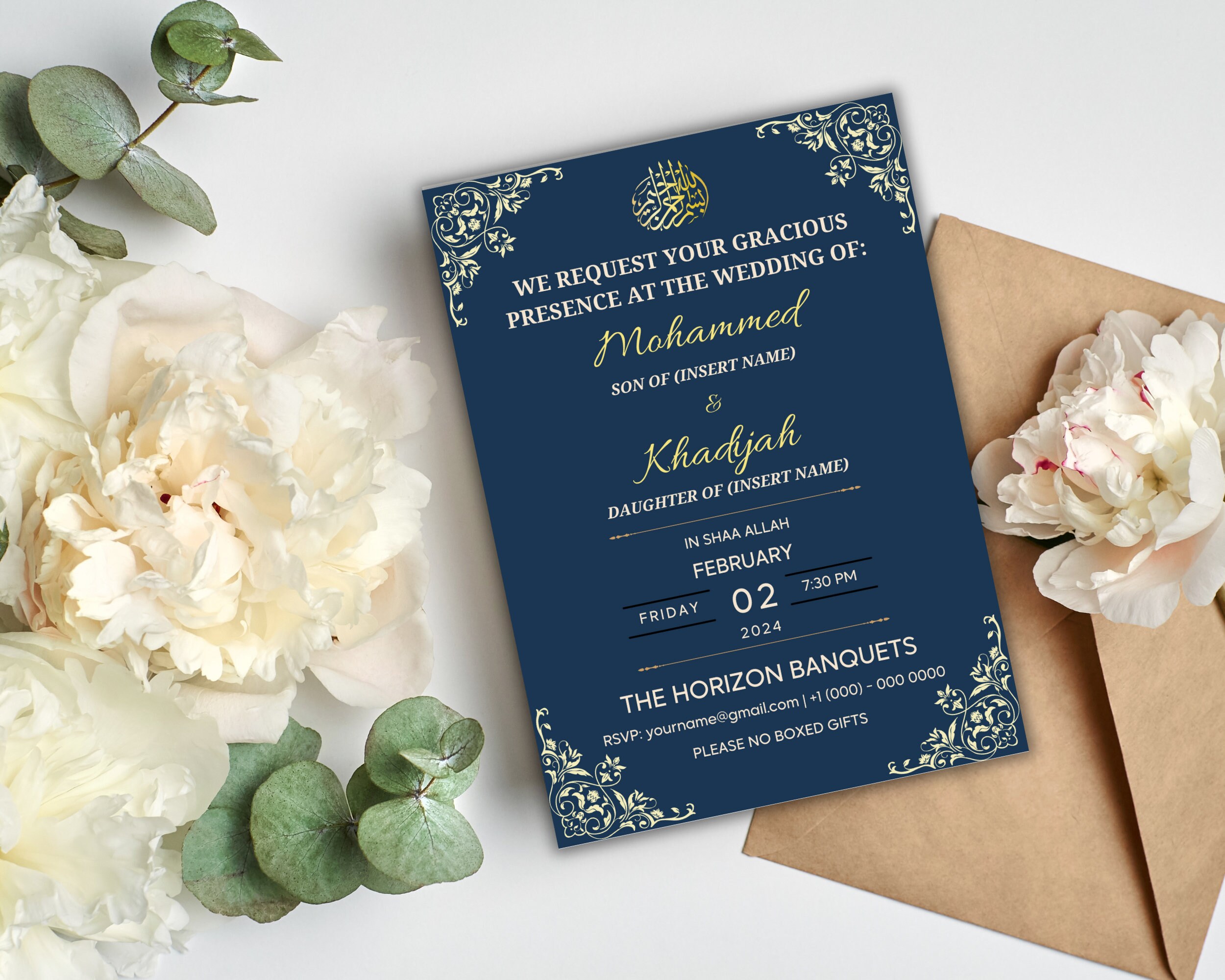 Minimalist Muslim Wedding Invitation Muslim Save the Date Card Arab ...