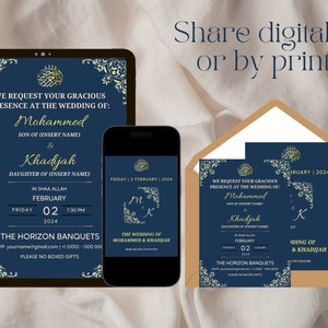 Minimalist Muslim Wedding Invitation Muslim Save the Date Card Arab ...