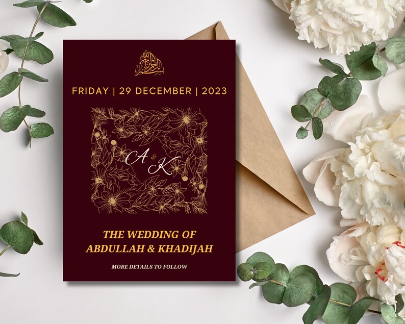 Editable Muslim Wedding Invitation Shaadi Invitation Nikkah Invitation ...