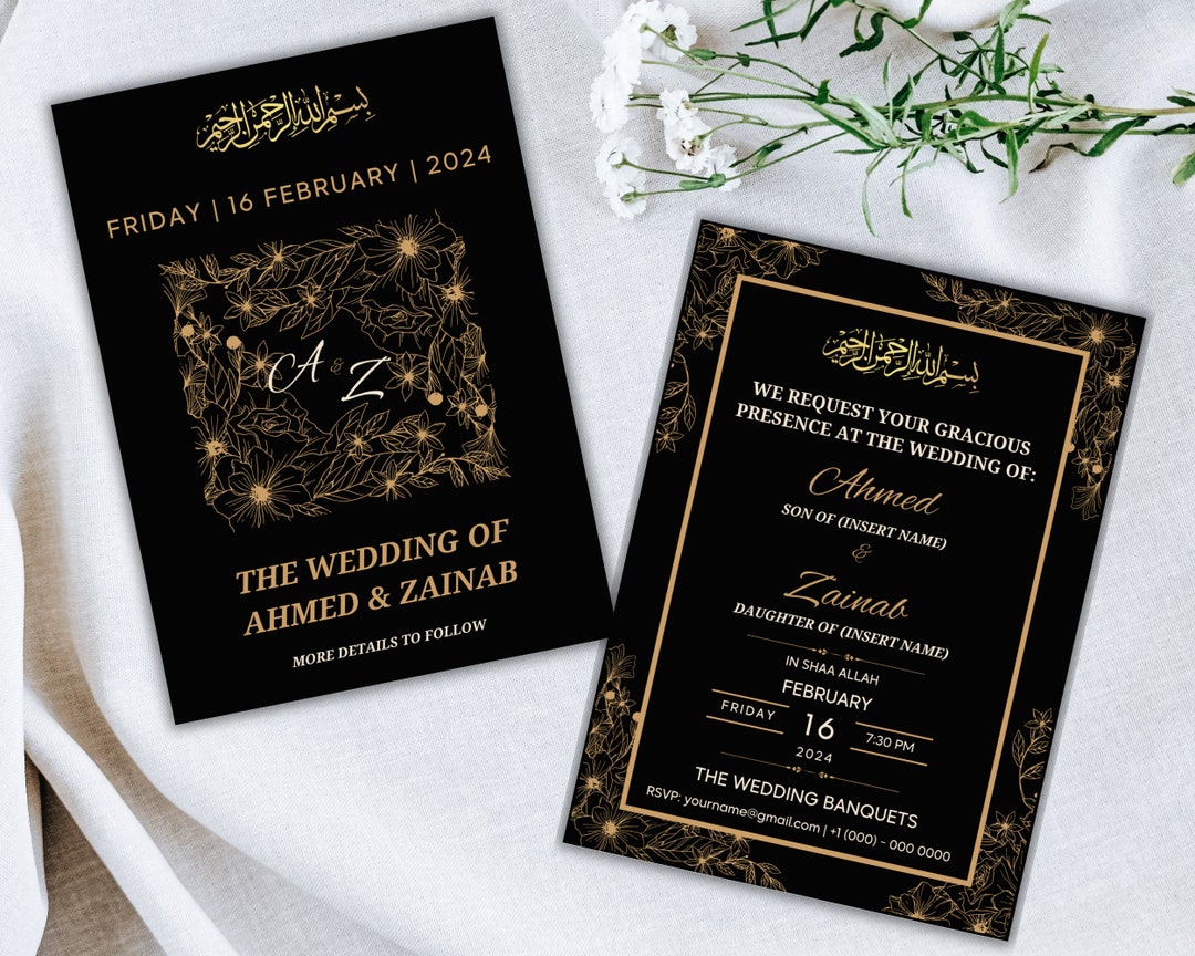 Editable Muslim Wedding Evite Muslim Wedding Invitation Save the Date ...