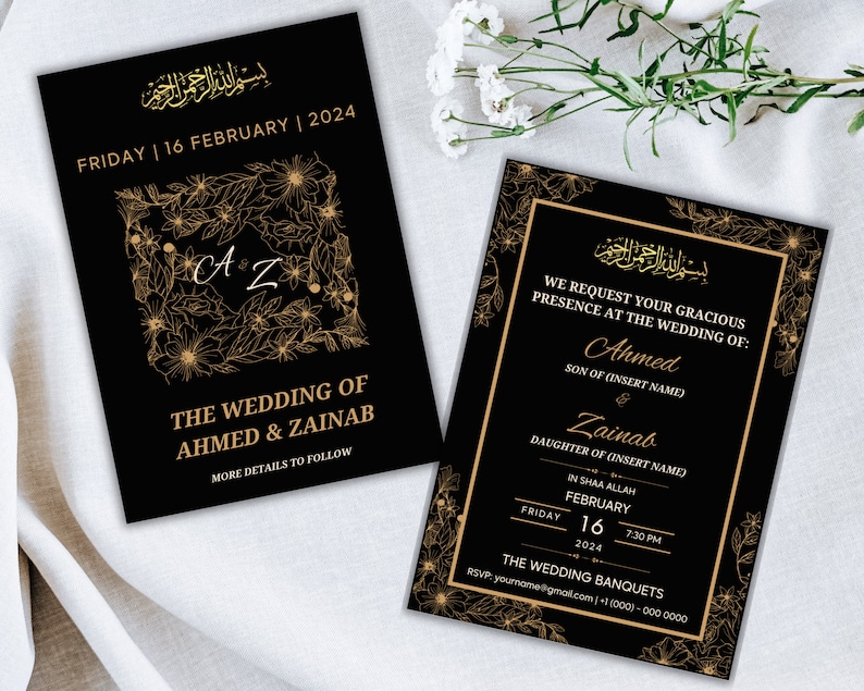 Editable Muslim Wedding Evite Muslim Wedding Invitation Save the Date ...