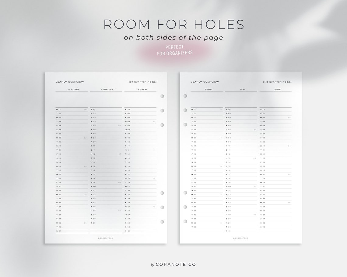2024 Yearly Overview Planner Template, Easily Printable and Fillable ...