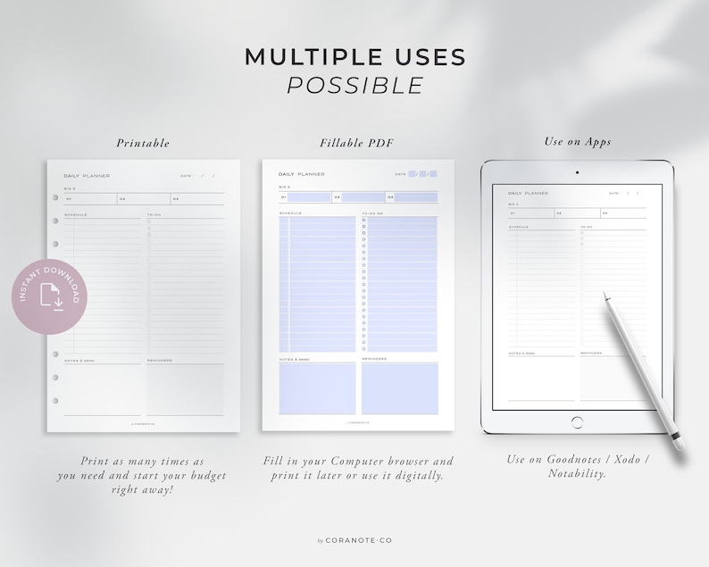 Daily Weekly Monthly Printable Planner Templates Undated Planner Bundle ...
