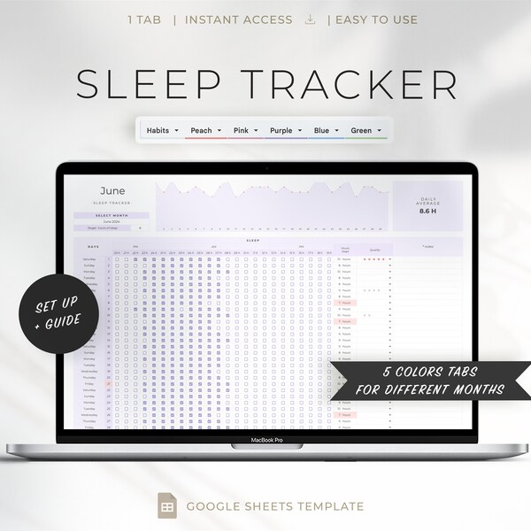 Sleep Tracker Template Spreadsheet - Etsy