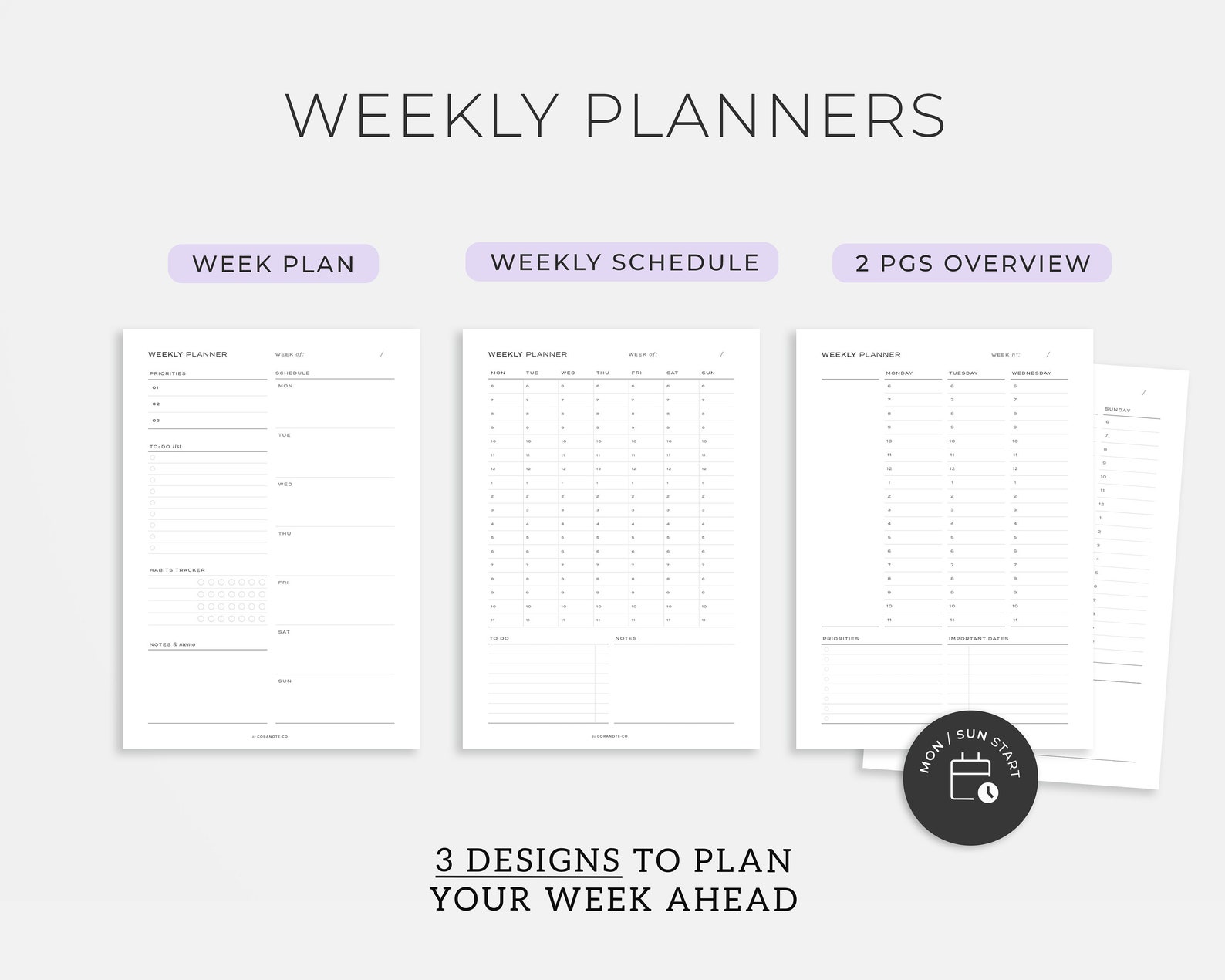 Daily Weekly Monthly Printable Planner Templates Undated Planner Bundle ...