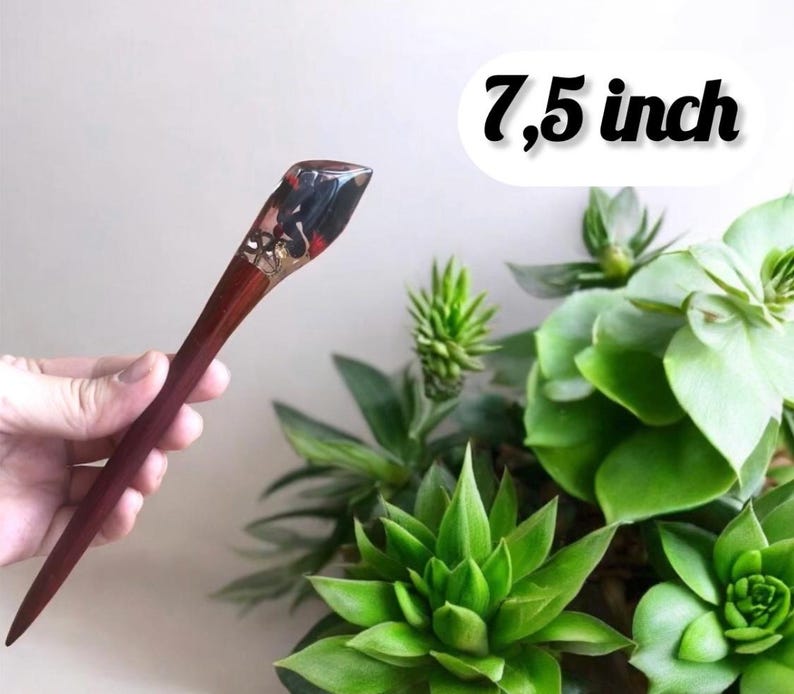 Black Dragon Polymer Сlay, Wood Sticks, Bun Holder, Hair Fork , Nature ...
