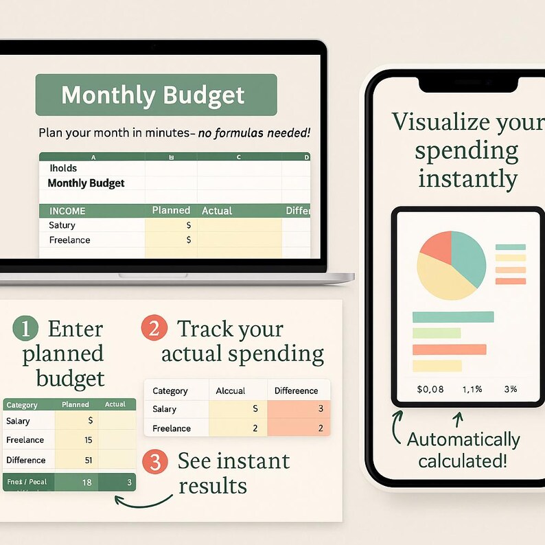 Monthly Budget Planner | Excel | Expense Tracker | Personal Finance ...