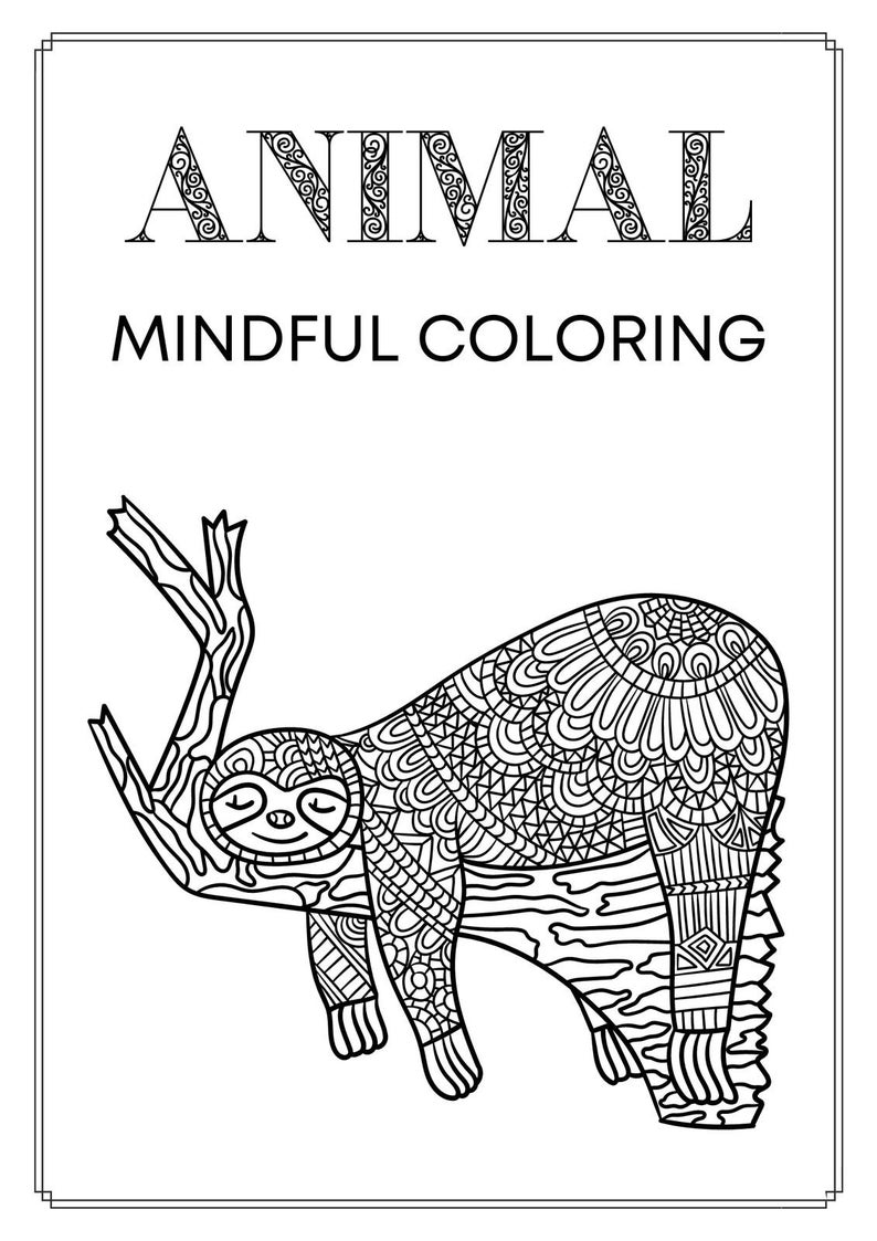 Animal Mindful Coloring Pages - Etsy