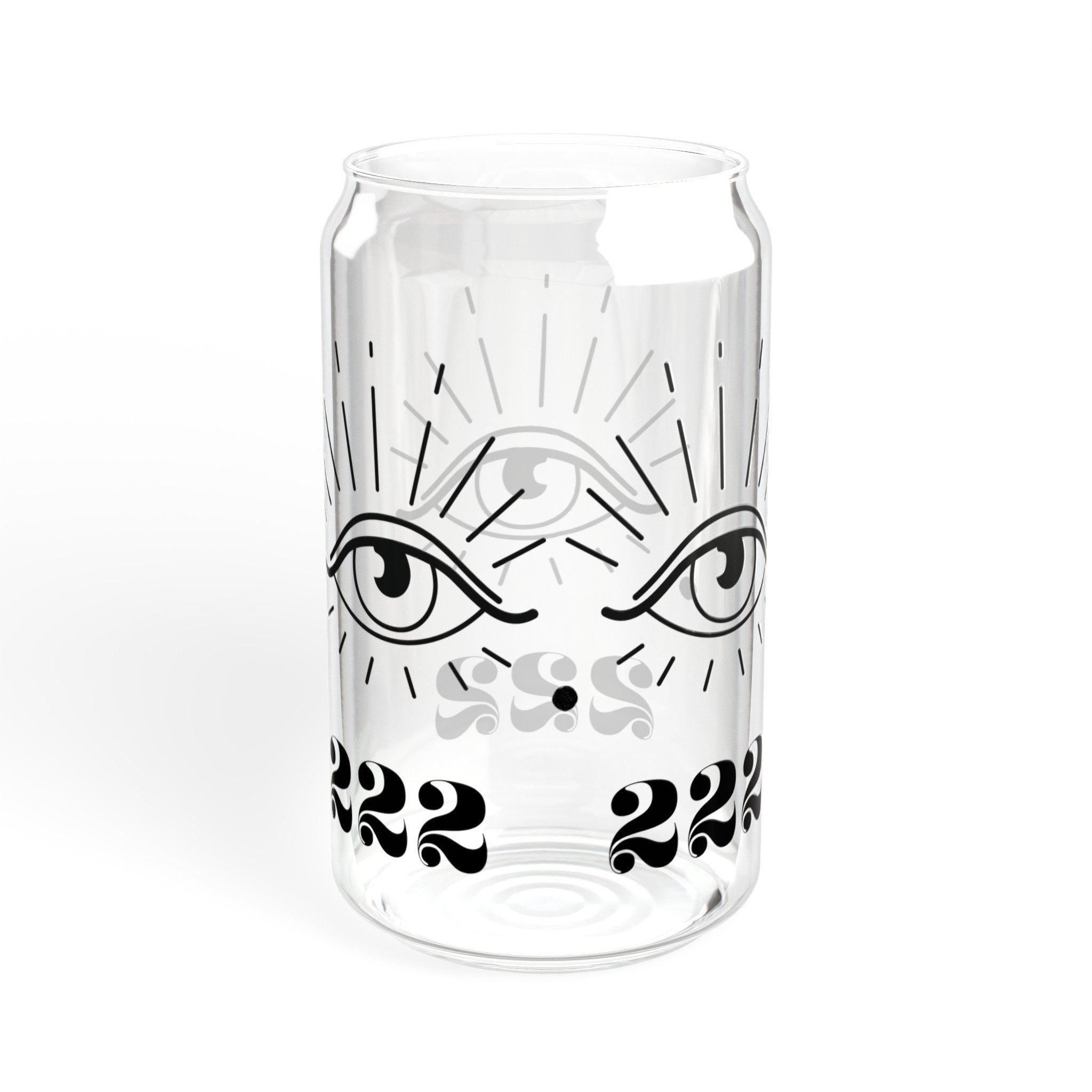 222 Angel Number Glass Cup With Straw 16oz, Iced Coffee Cup, Beer Can ...