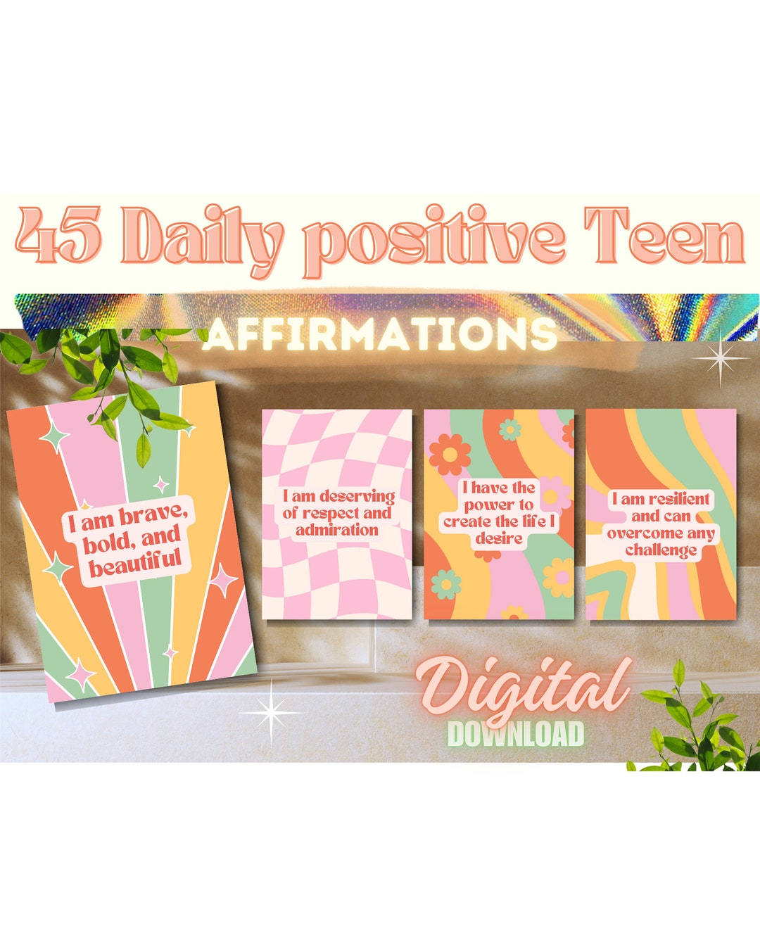Set of 45 Positive Teen Affirmation Cards, Inspiration, Printable Card ...