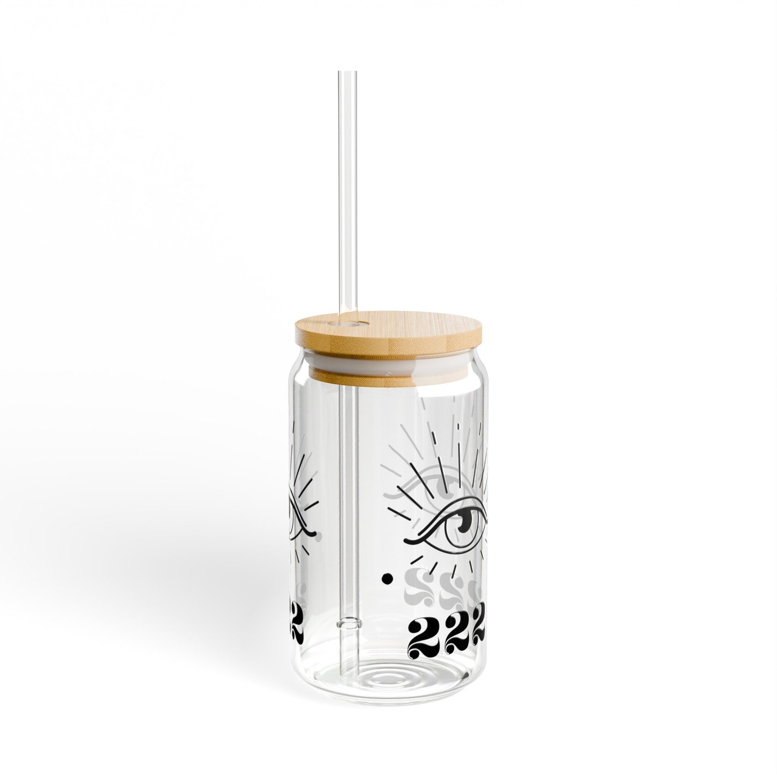 222 Angel Number Glass Cup With Straw 16oz, Iced Coffee Cup, Beer Can ...