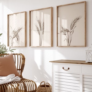 Modern Wheat Poster, Digital Download, Printable Wall Art Set, Wheat ...