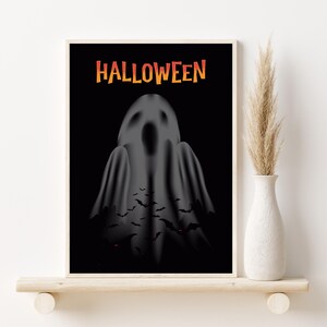 Halloween Ghost Poster, Printable Wall Art, Spooky Ghost Print, Creepy ...