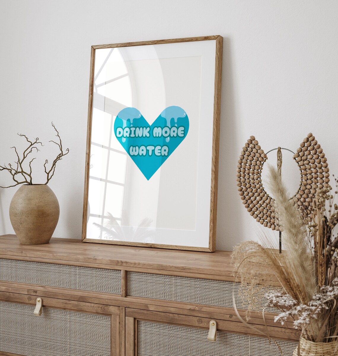 Drink More Water Poster, Water Reminder Poster, Blue Heart Print ...