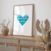 Drink More Water Poster, Water Reminder Poster, Blue Heart Print ...