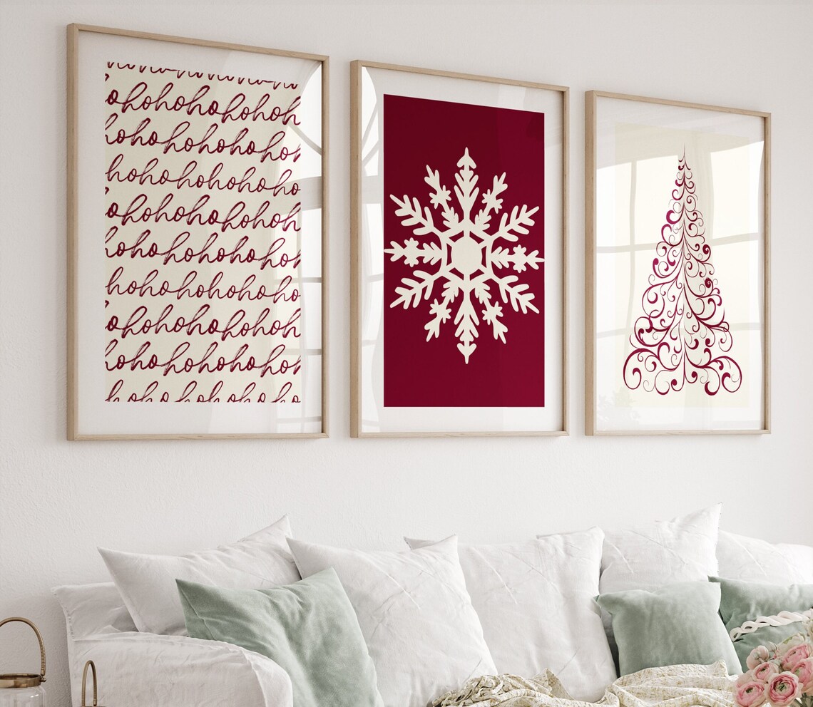 Christmas Wall Art Set, Digital Download, Christmas Print, Holiday ...