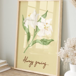 Lily Flower Poster, Botanical Print, Digital Download, Printable Wall ...