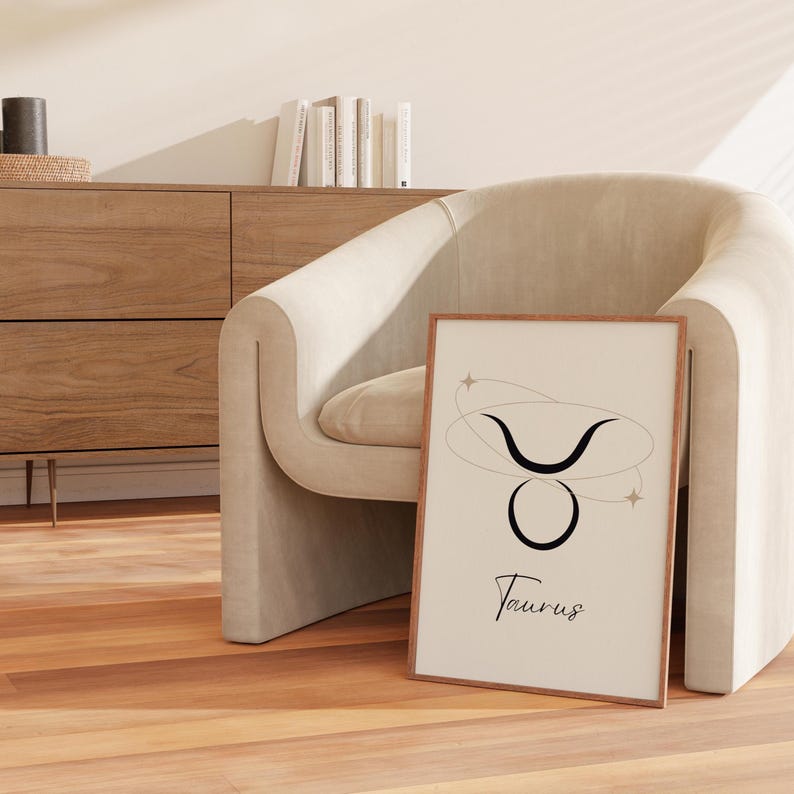 Taurus Zodiac Print: Minimalist Star Sign Astrology Poster (digital ...