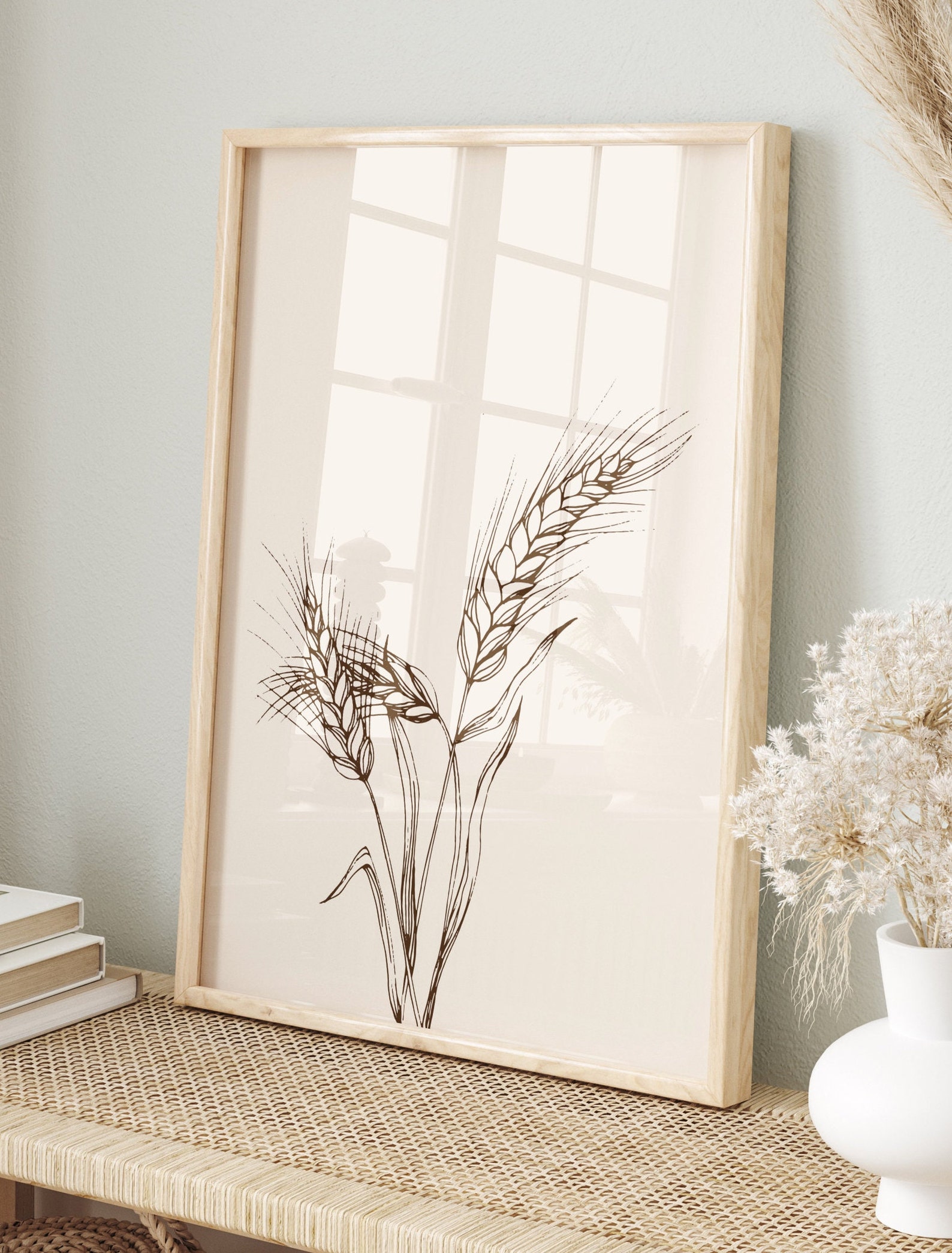 Modern Wheat Poster, Digital Download, Printable Wall Art Set, Wheat ...