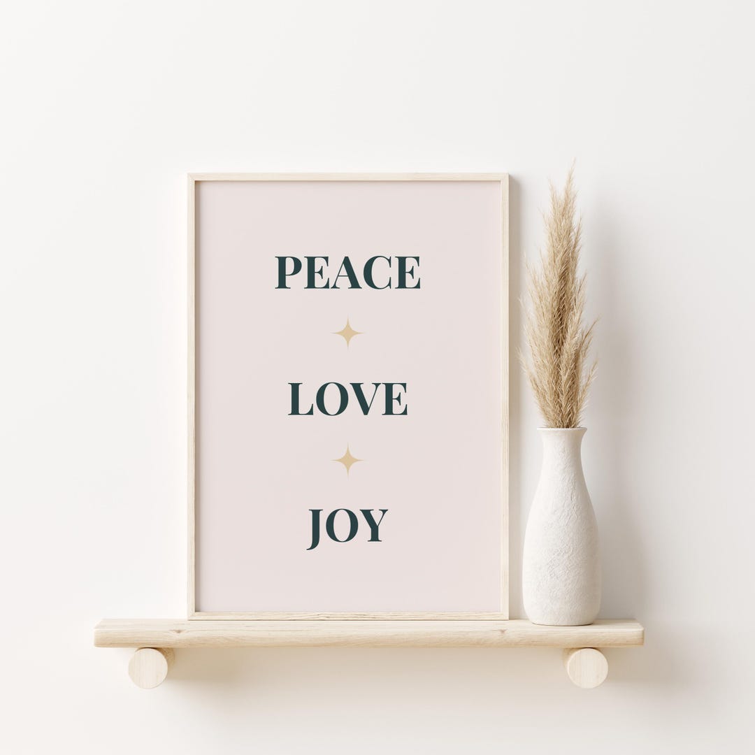 Peace Love Joy Poster: Minimalist Inspirational Wall Art (digital ...