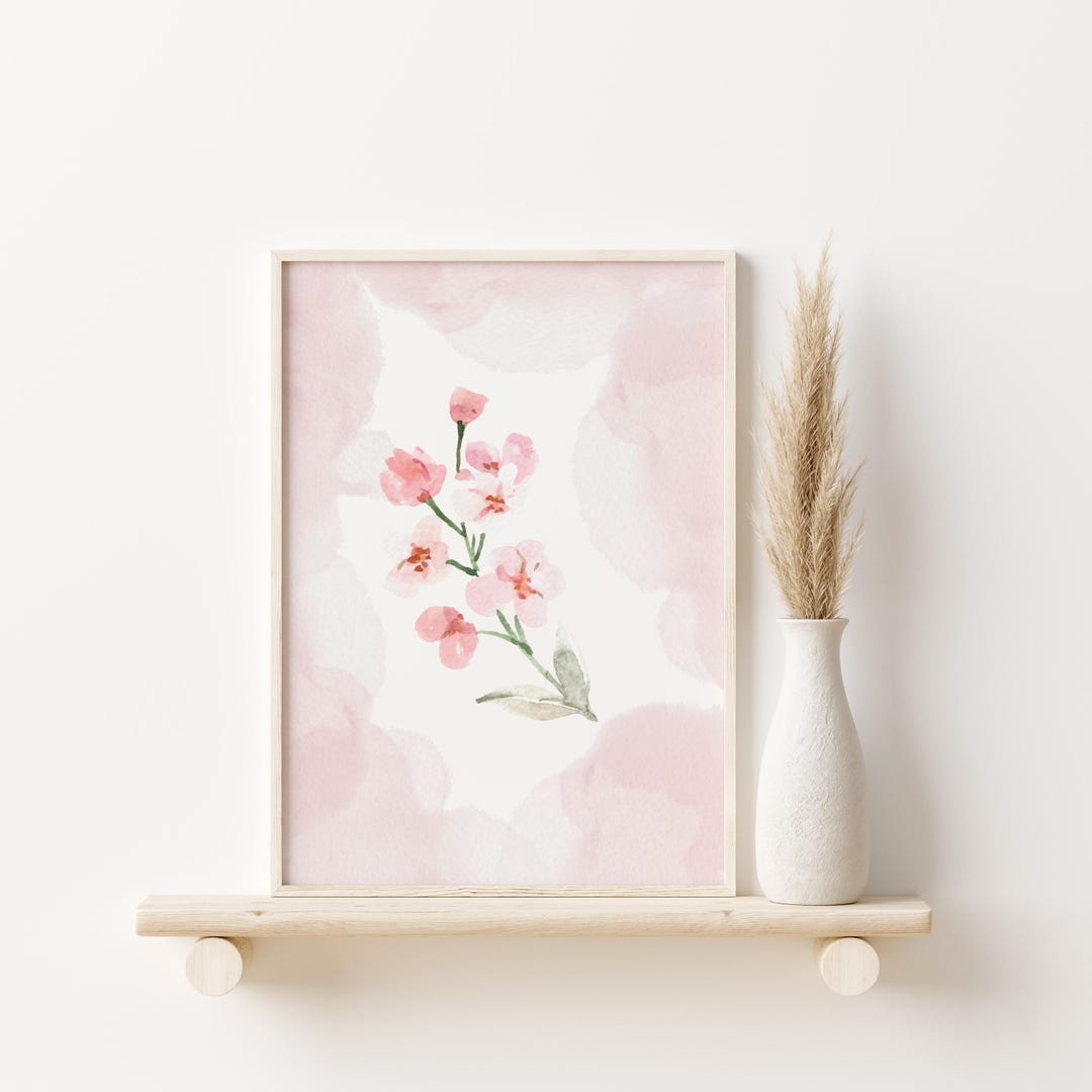 Pink Floral Poster: Minimalist Flower Wall Art (digital Download) - Etsy