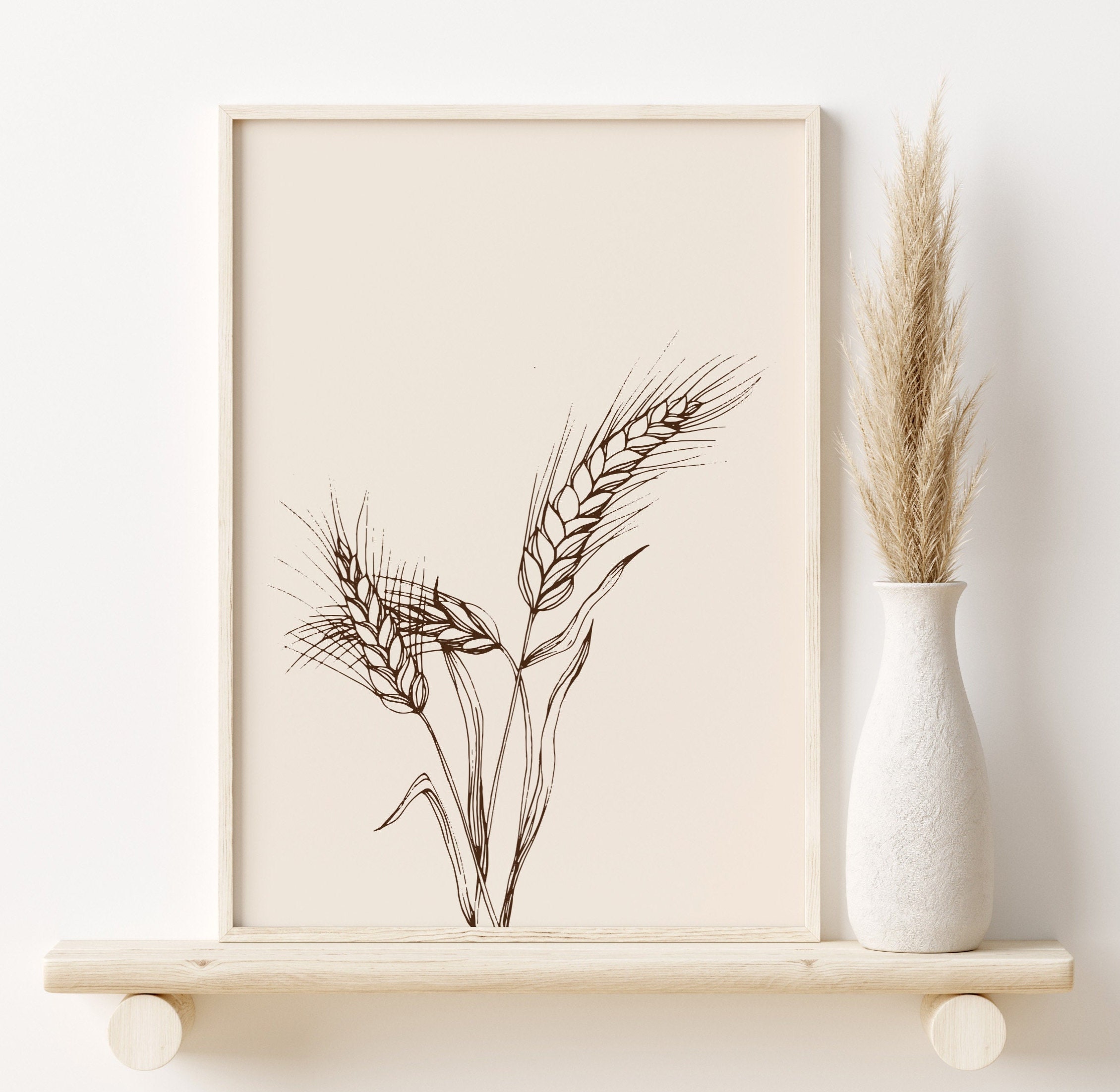 Modern Wheat Poster, Digital Download, Printable Wall Art Set, Wheat ...