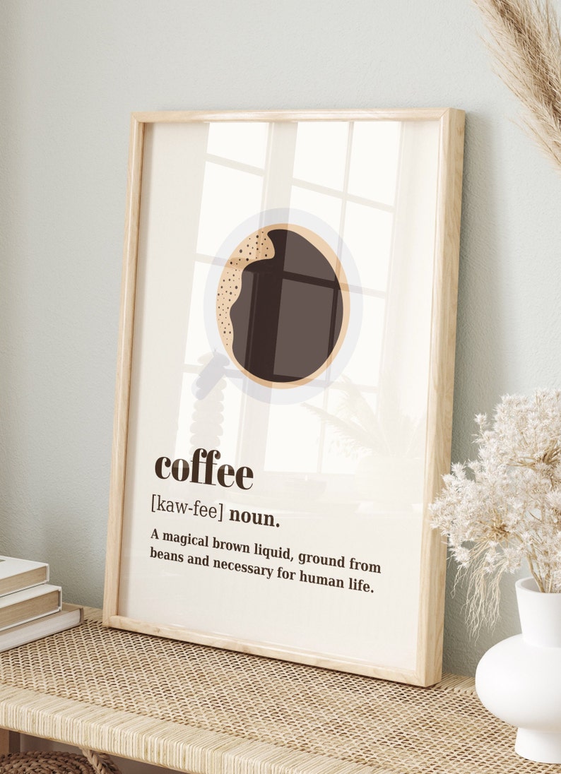 Coffee Definition Print, Coffee Poster, Kitchen Decor, Coffee Bar Print ...