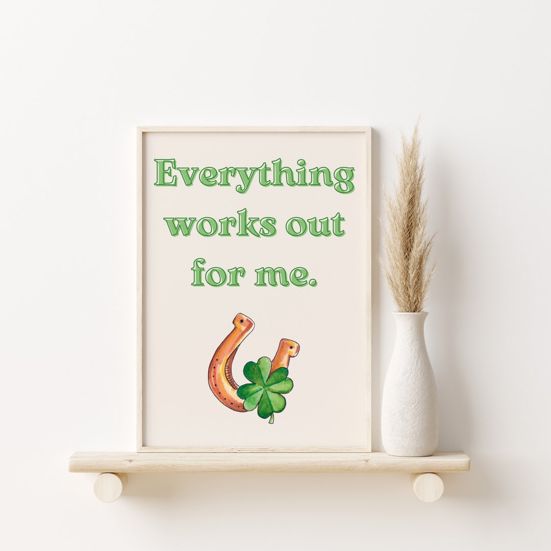 Lucky Poster, Positive Affirmation Print, Digital Download, Four-leaf ...