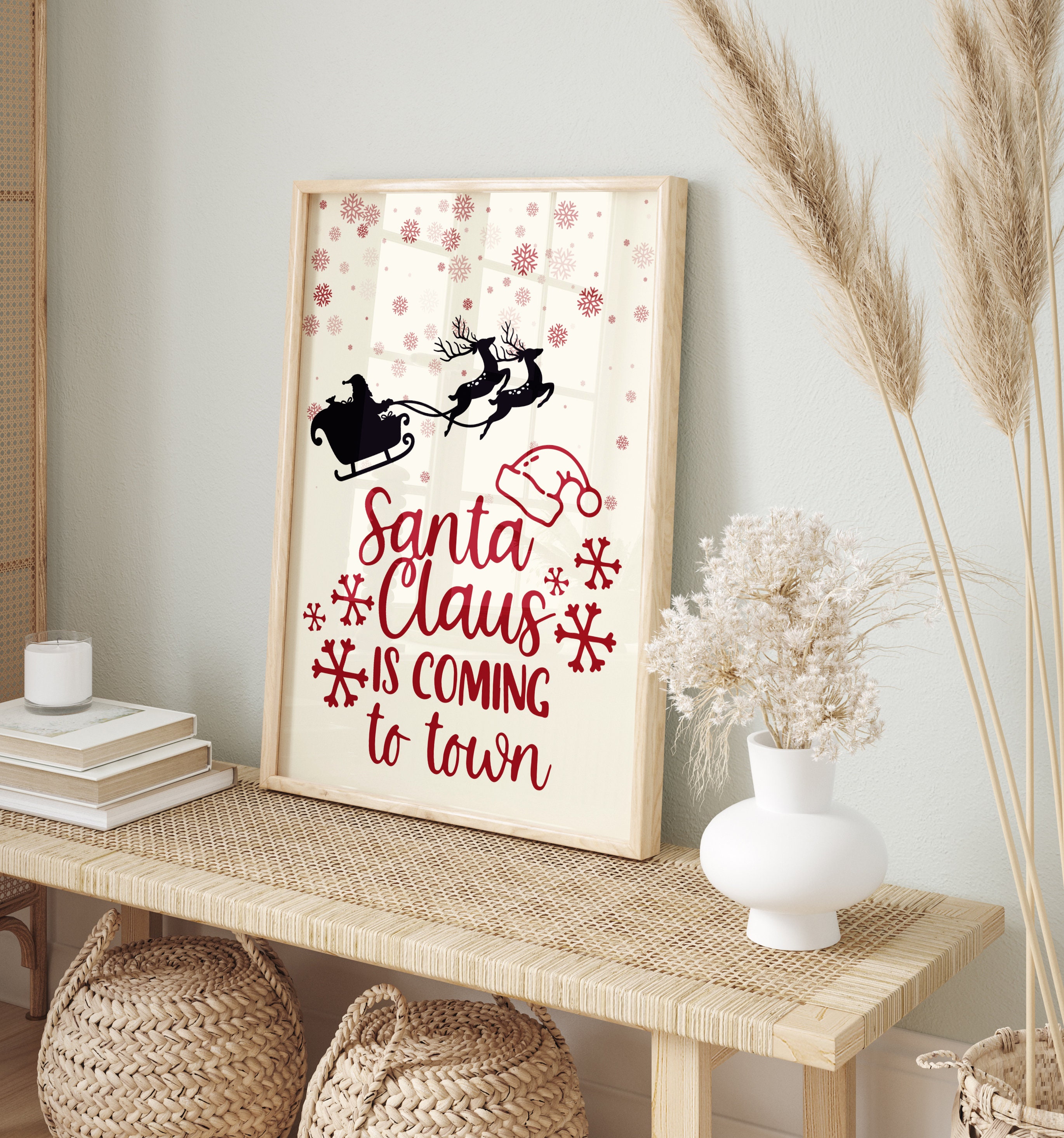 Santa Claus is Coming to Town Poster, Printable Christmas Poster ...