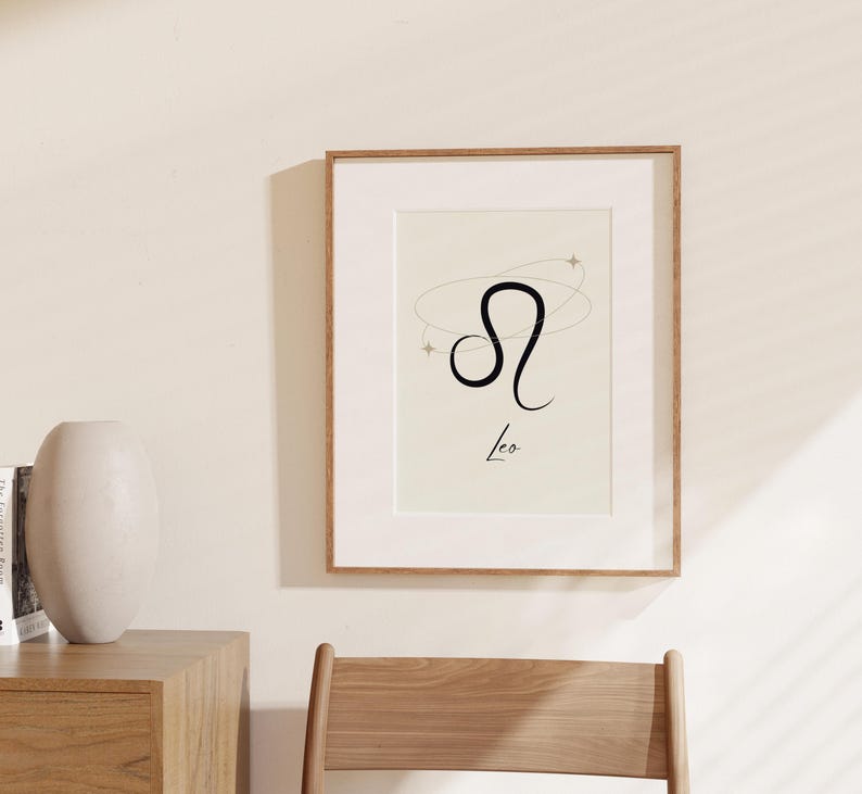 Leo Zodiac Print: Minimalist Star Sign Wall Art (digital Download, PDF ...