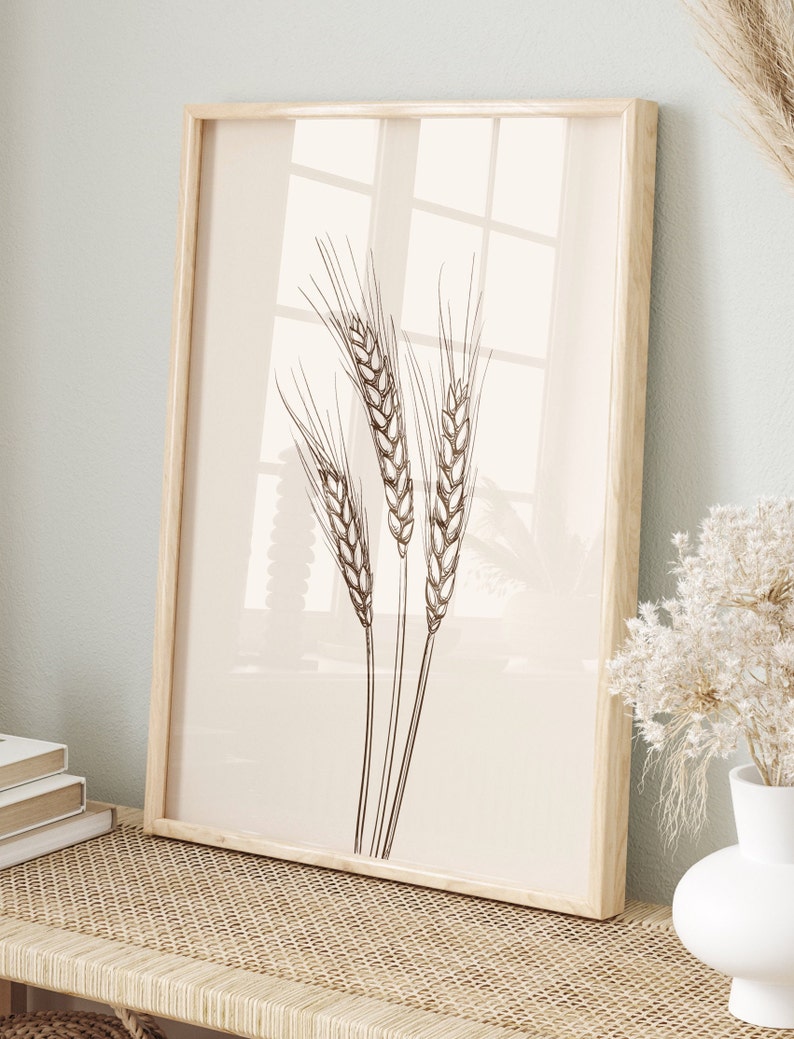 Modern Wheat Poster, Digital Download, Printable Wall Art Set, Wheat ...