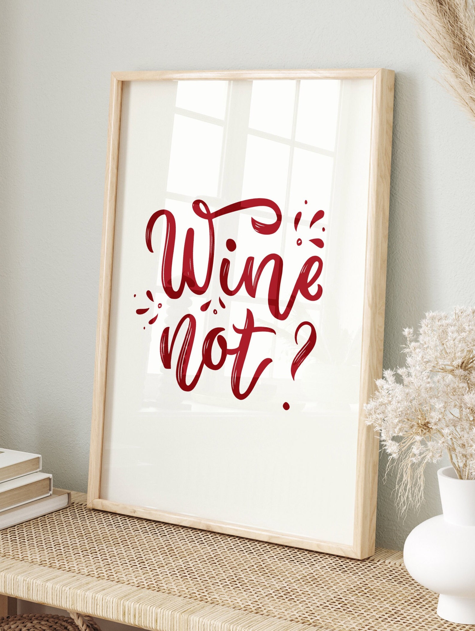 Wine Poster Set, "wine Not" Print, Red Wall Art Set, Kitchen Decor, Bar ...