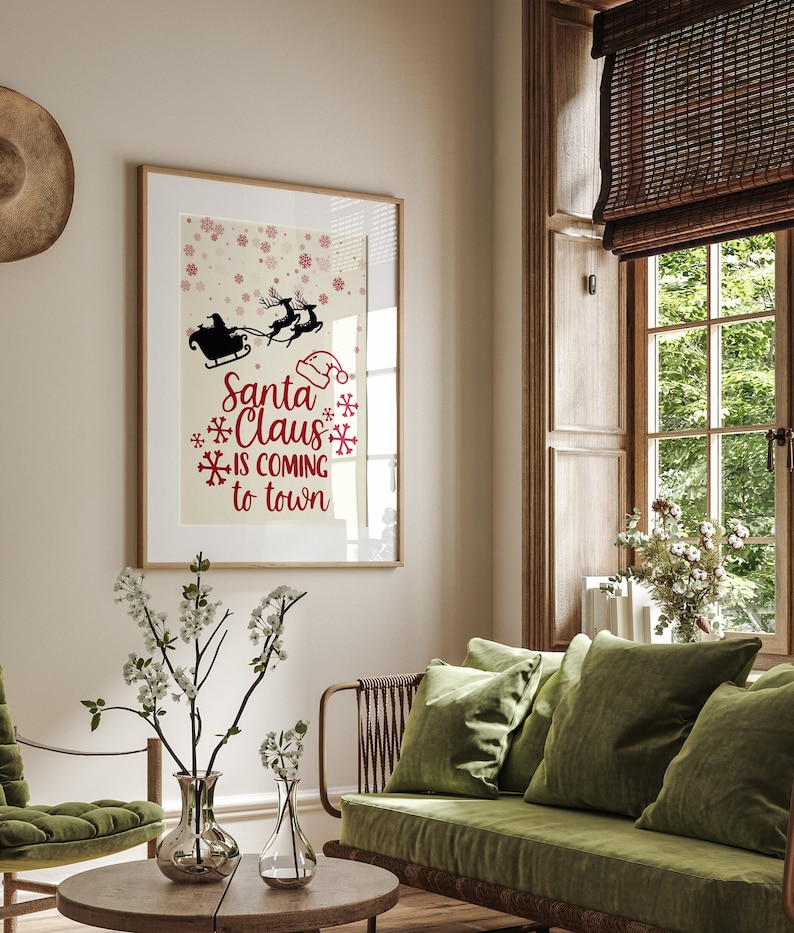 Santa Claus is Coming to Town Poster, Printable Christmas Poster ...