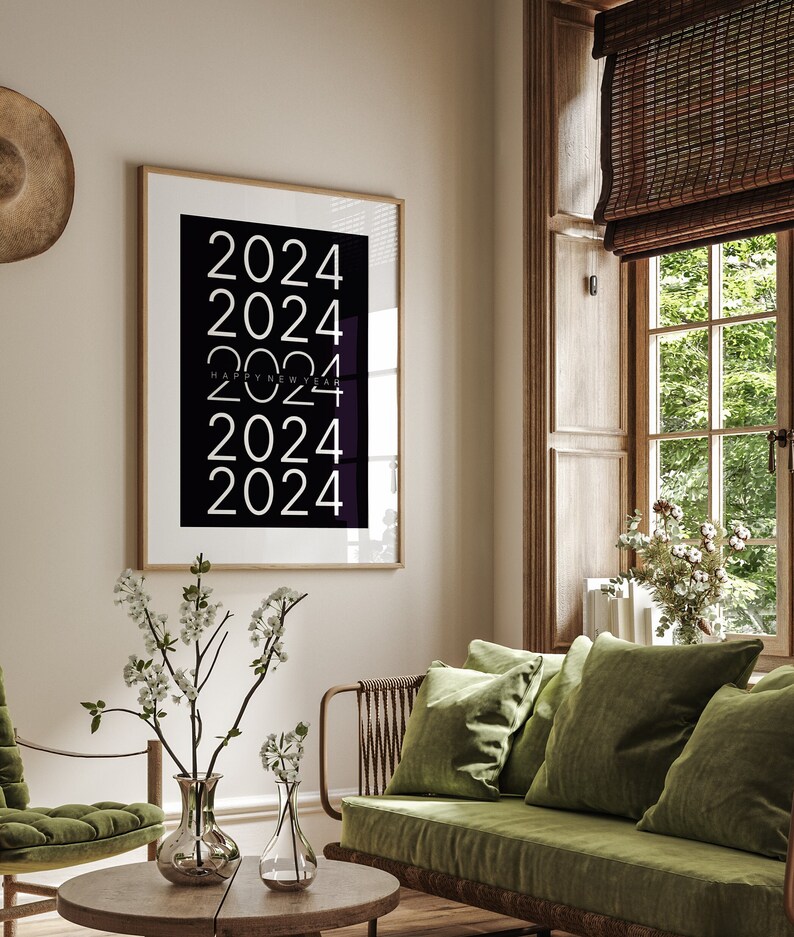 Christmas Decor, 2024 Poster, Happy New Year Wall Art, Digital Download ...