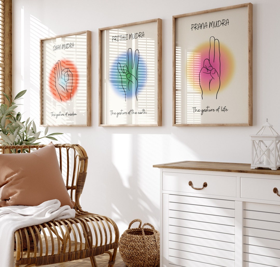 Mudra Poster Set of 3, Yoga Studio Wall Art, Digital Download ...