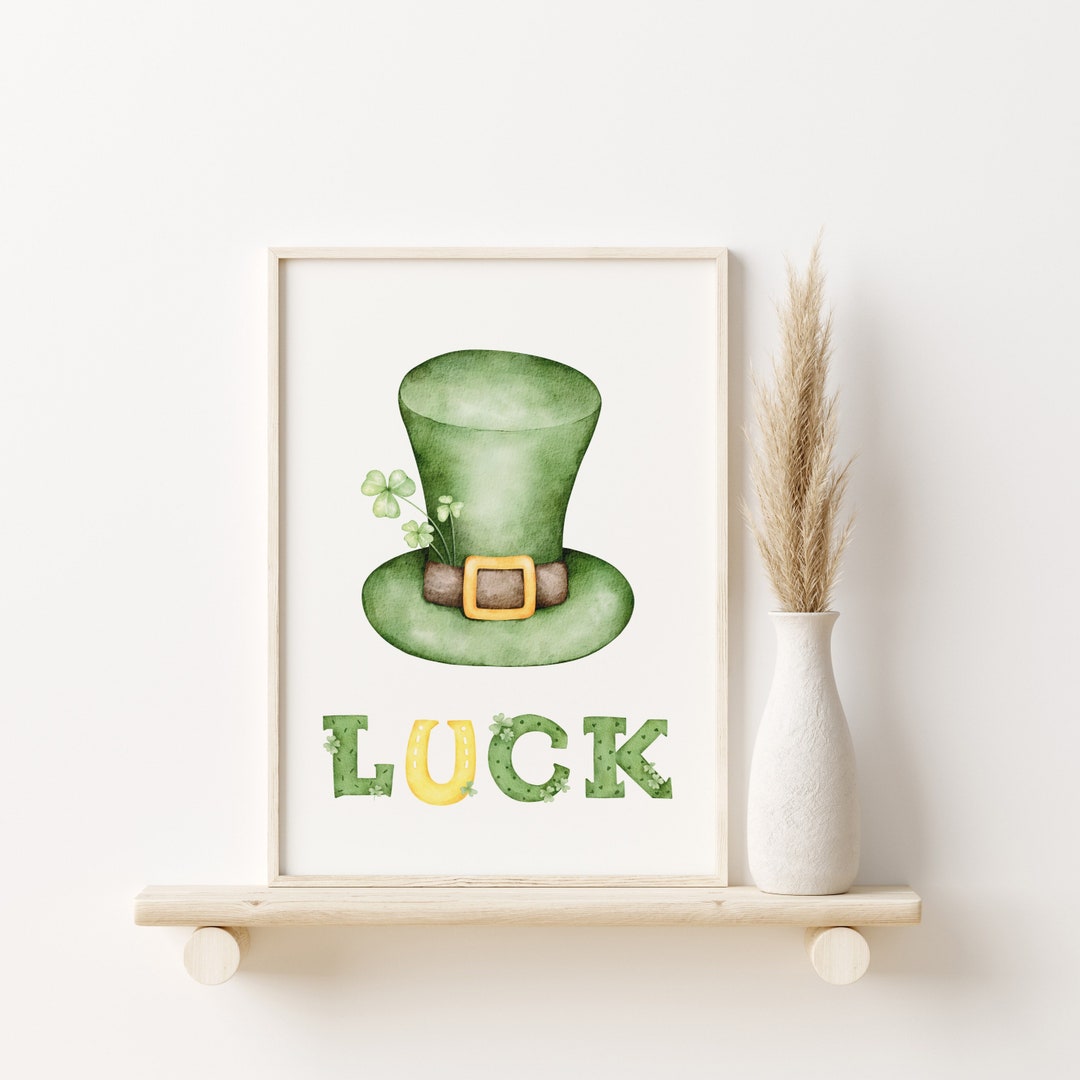 Lucky Printable Wall Art, Digital Print, Leprechaun Poster, Green ...
