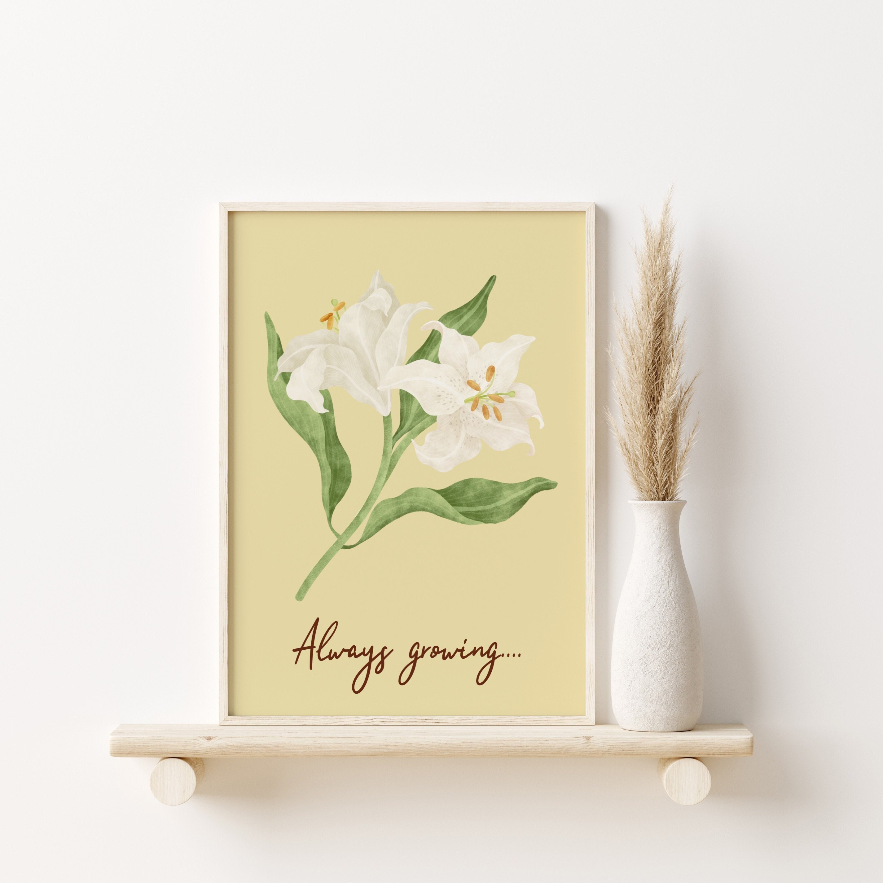 Lily Flower Poster, Botanical Print, Digital Download, Printable Wall ...