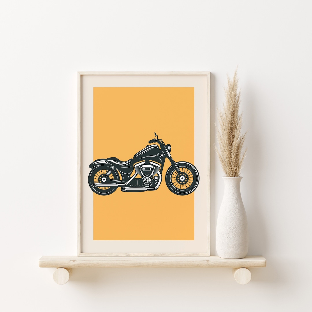 Vintage Motorcycle Poster for Wall Decor, Retro Motorbike Art Print for ...
