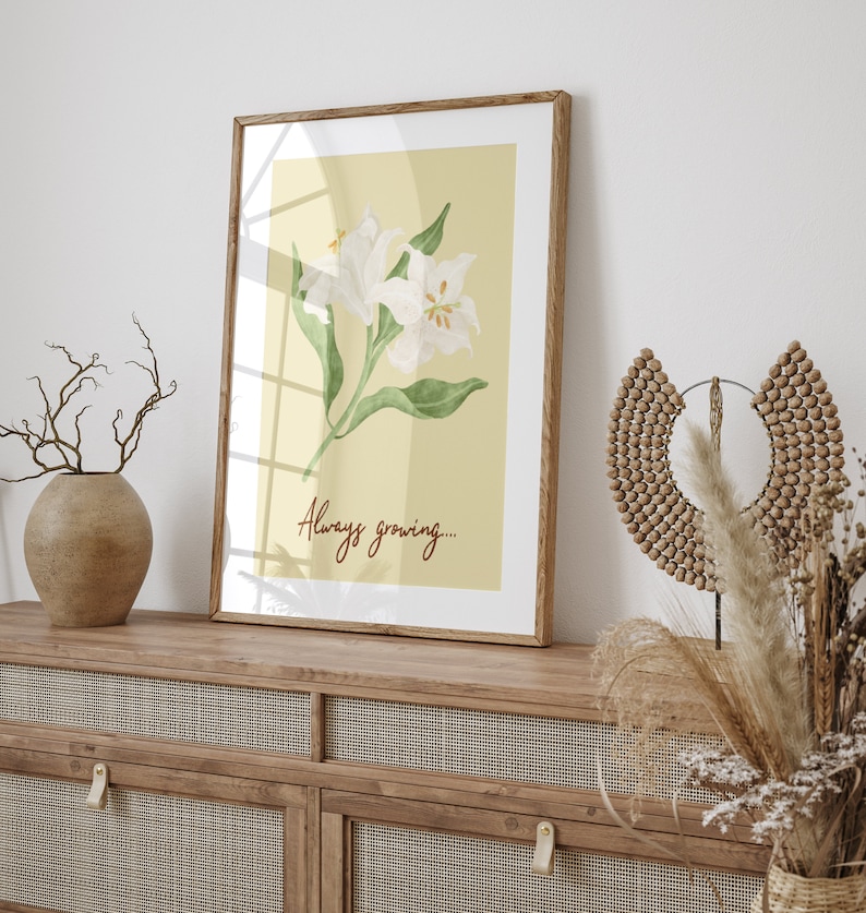 Lily Flower Poster, Botanical Print, Digital Download, Printable Wall ...
